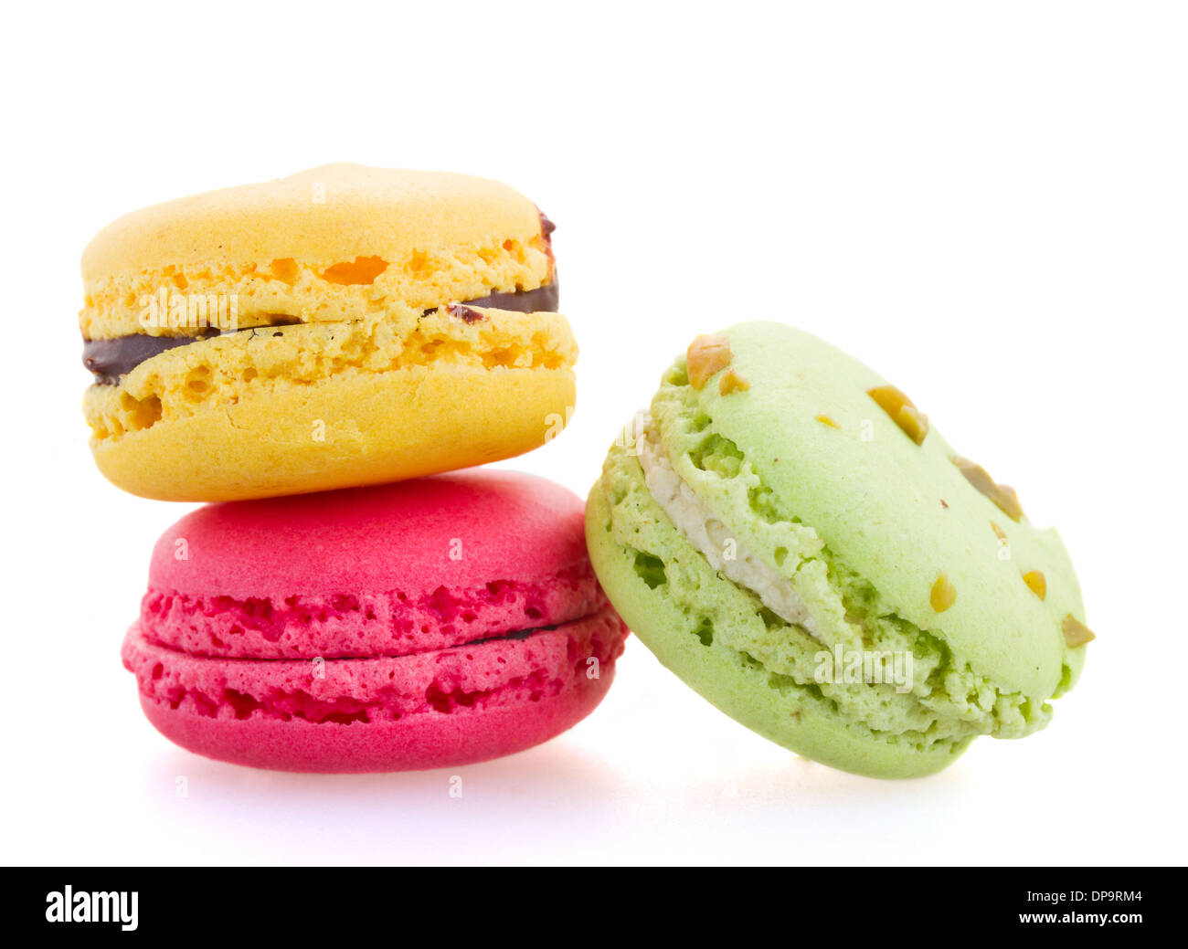 Three pink macaroon cookies Cut Out Stock Images & Pictures - Alamy