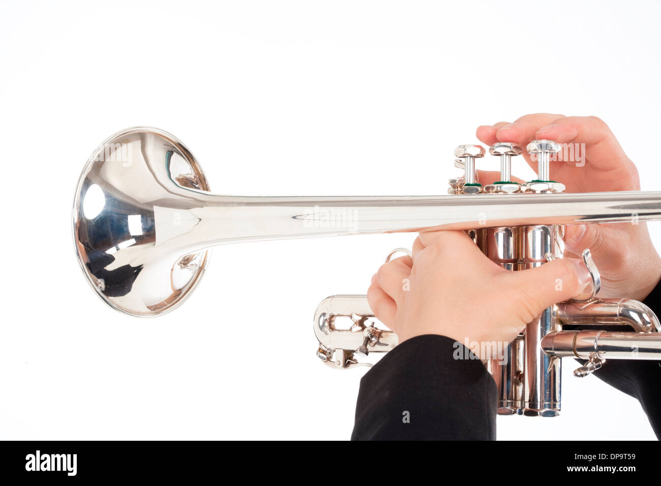 Closeup of Trumpet Player Playing - Isolated on White Stock Photo - Alamy
