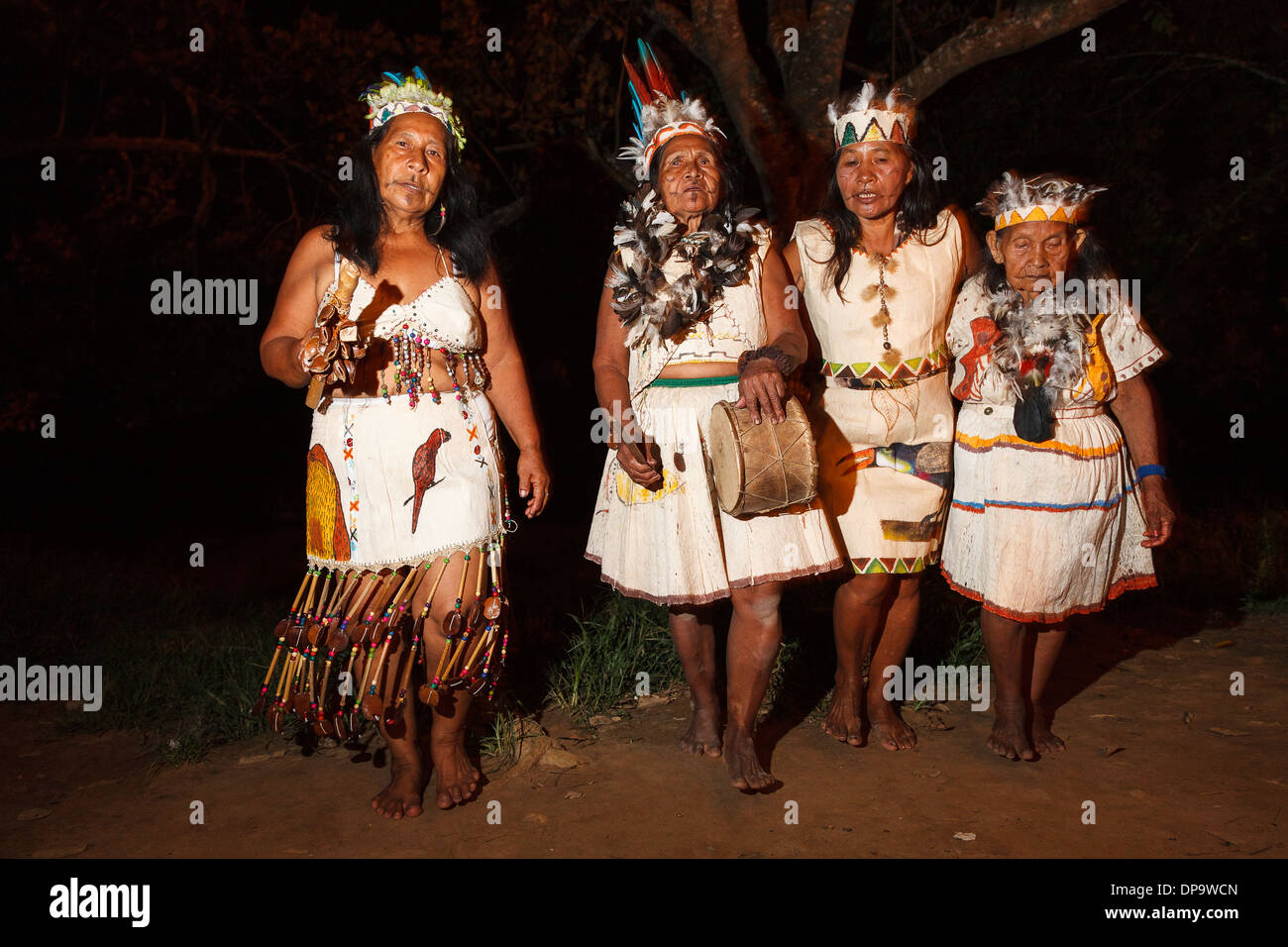 Old woman Ticuna tribe, Puerto Nariño, Amazons river, Colombia Stock ...