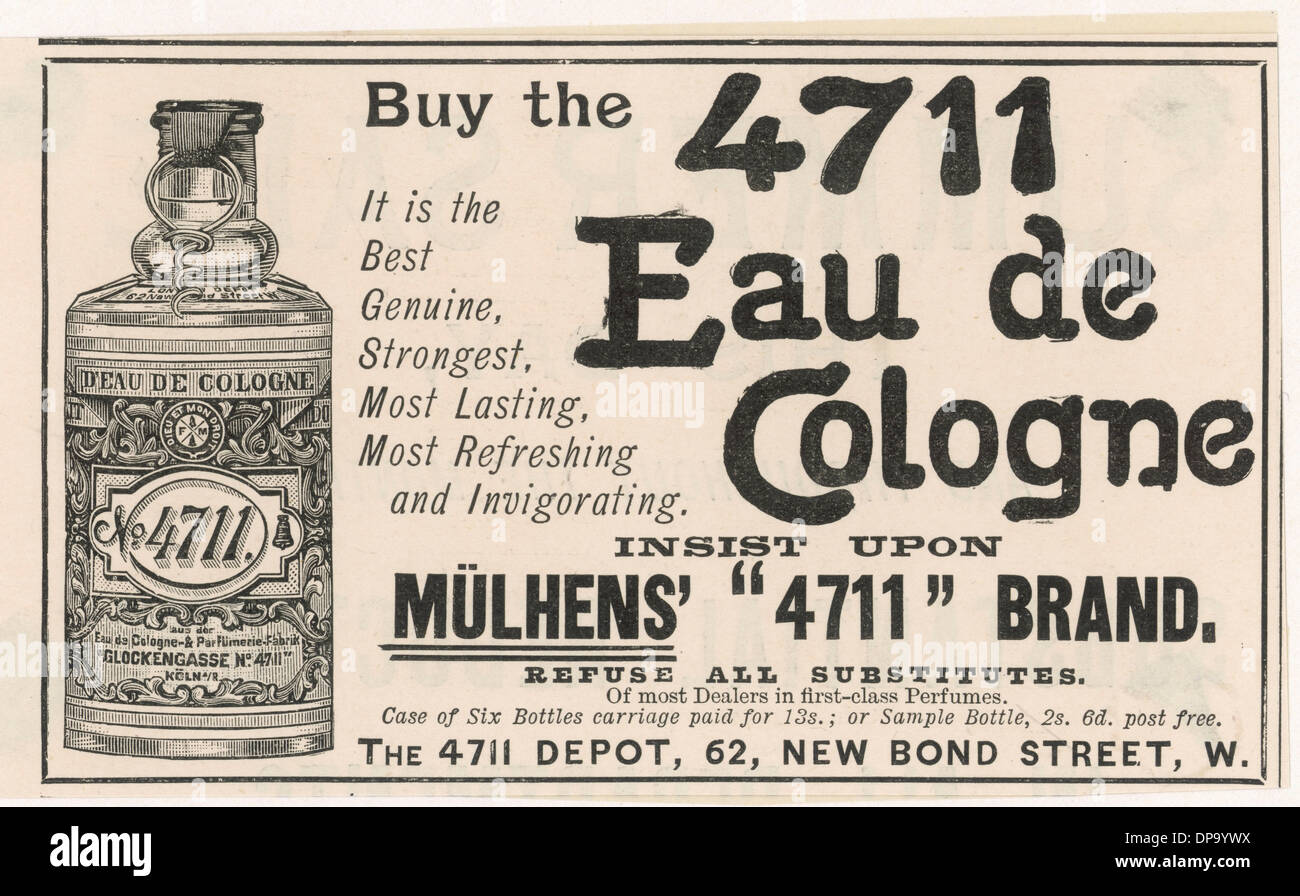 Advert for Eau de Cologne 1897 Stock Photo - Alamy