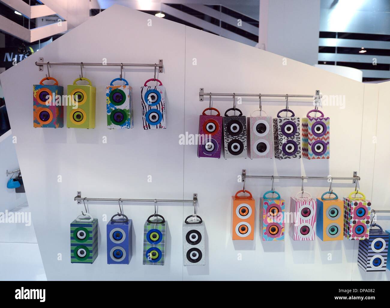 Las Vegas, USA. 09th Jan, 2014. Coloured music boxes at the Consumer ...
