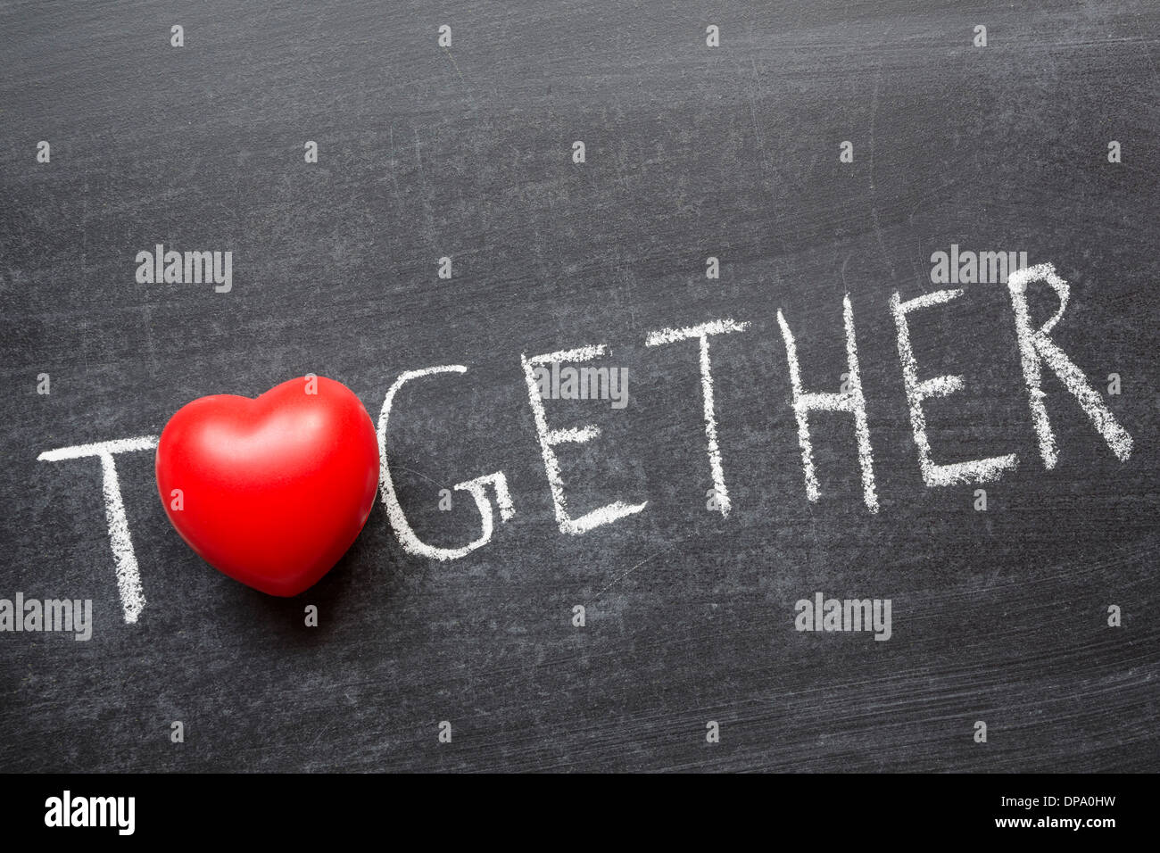 together word handwritten on blackboard with heart symbol Stock Photo ...