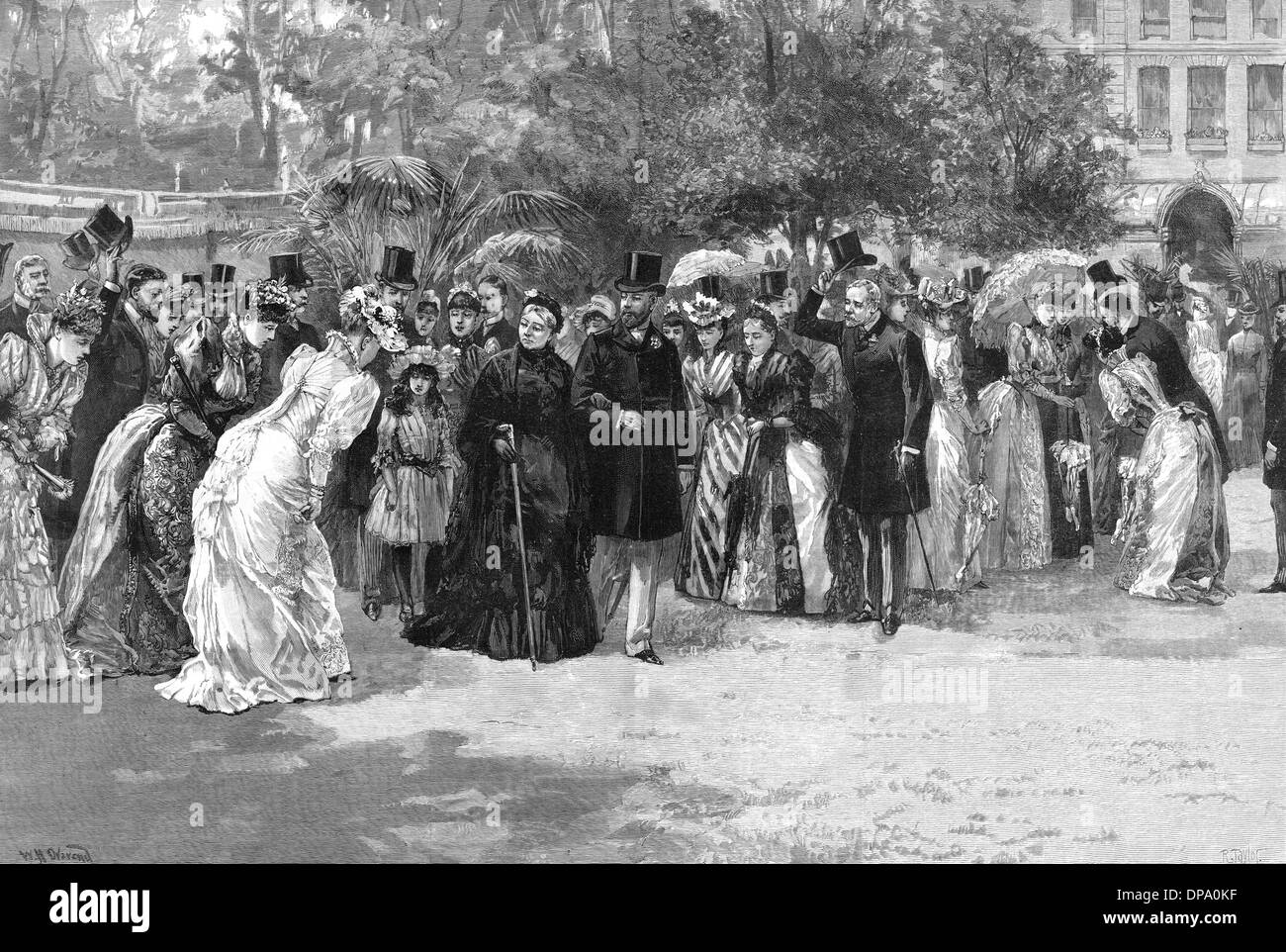 19th century garden party Black and White Stock Photos & Images - Alamy