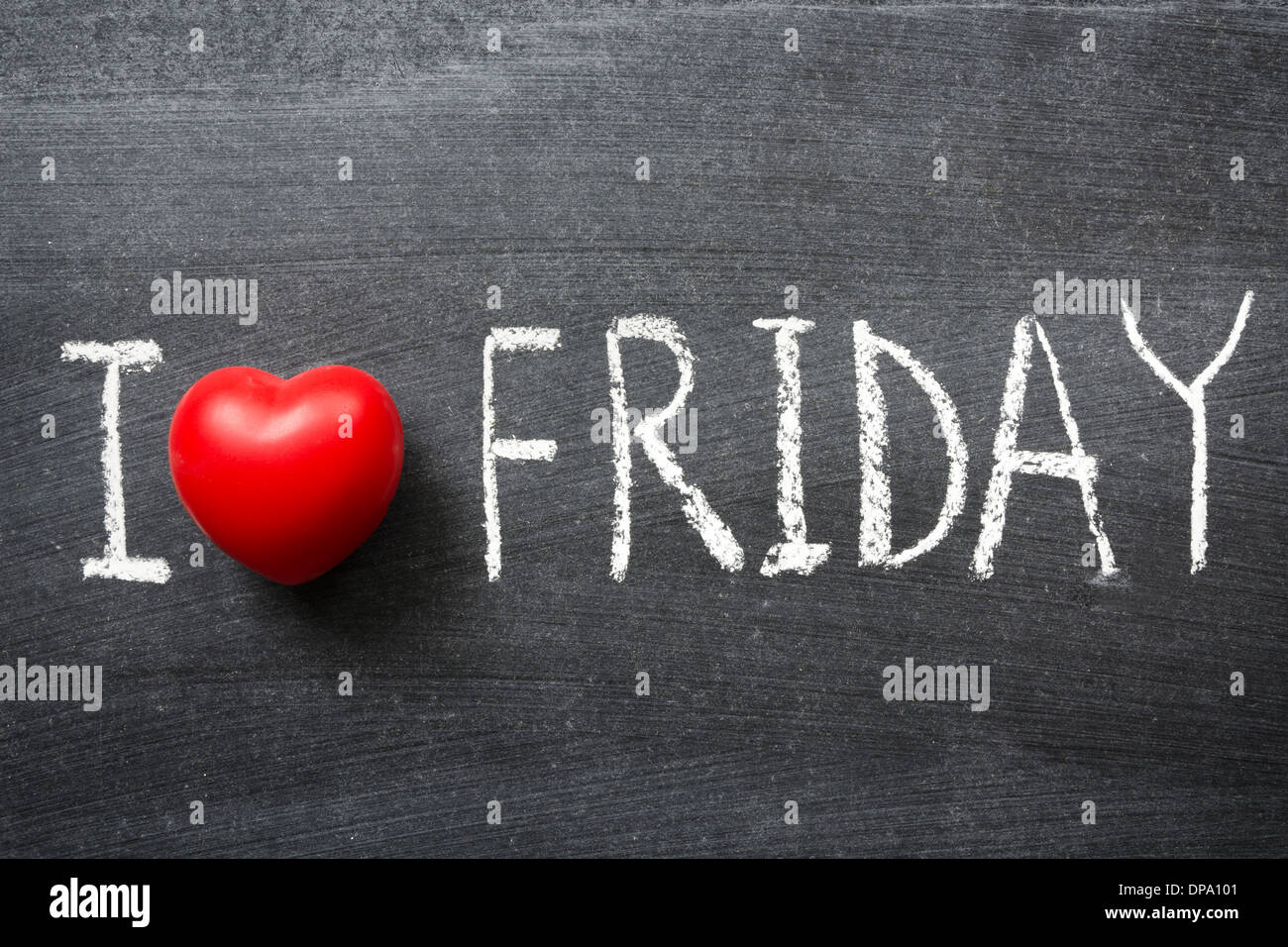 I love Friday phrase handwritten on the school blackboard Stock Photo ...