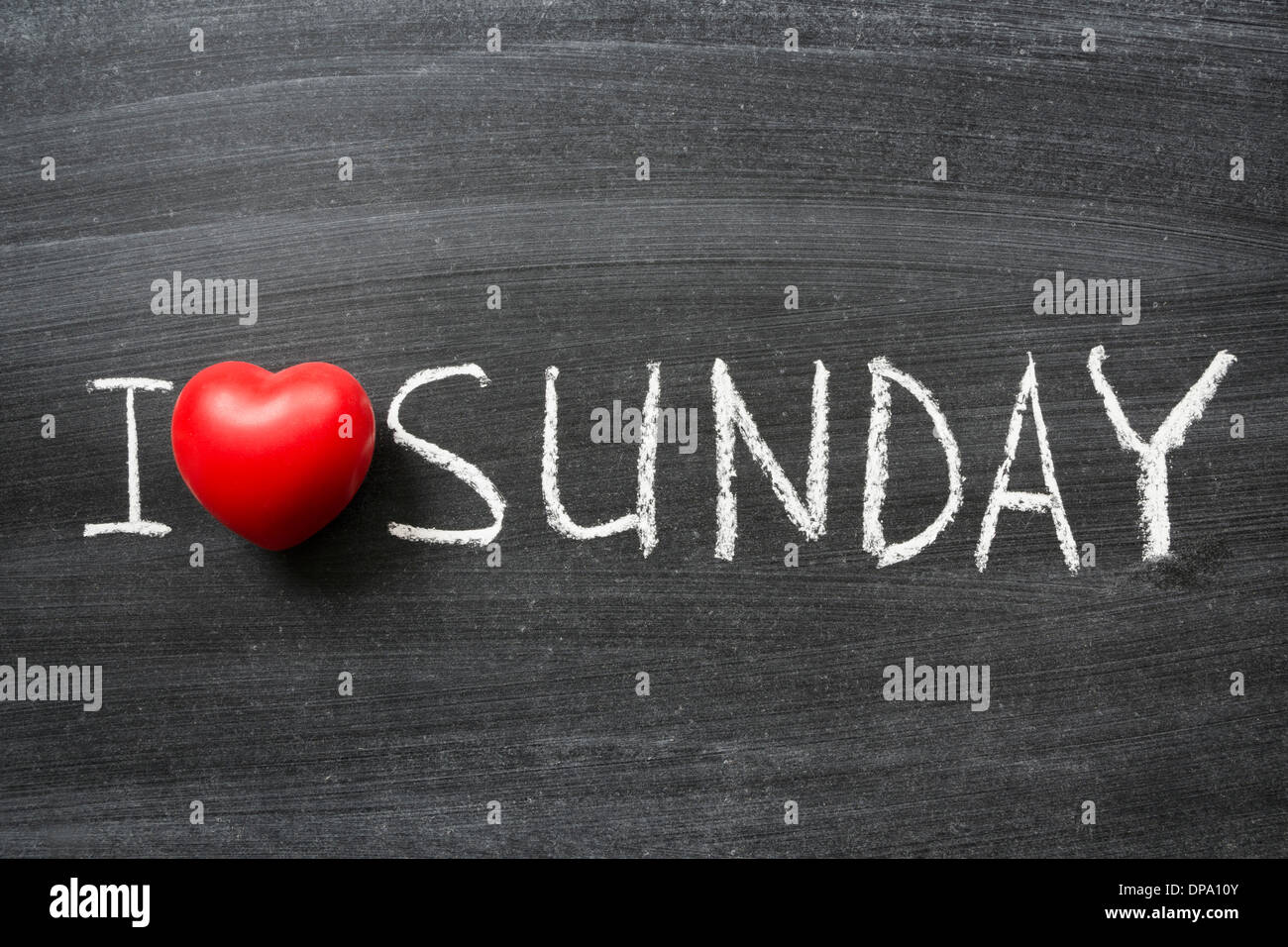 I love Sunday phrase handwritten on the school blackboard Stock Photo ...