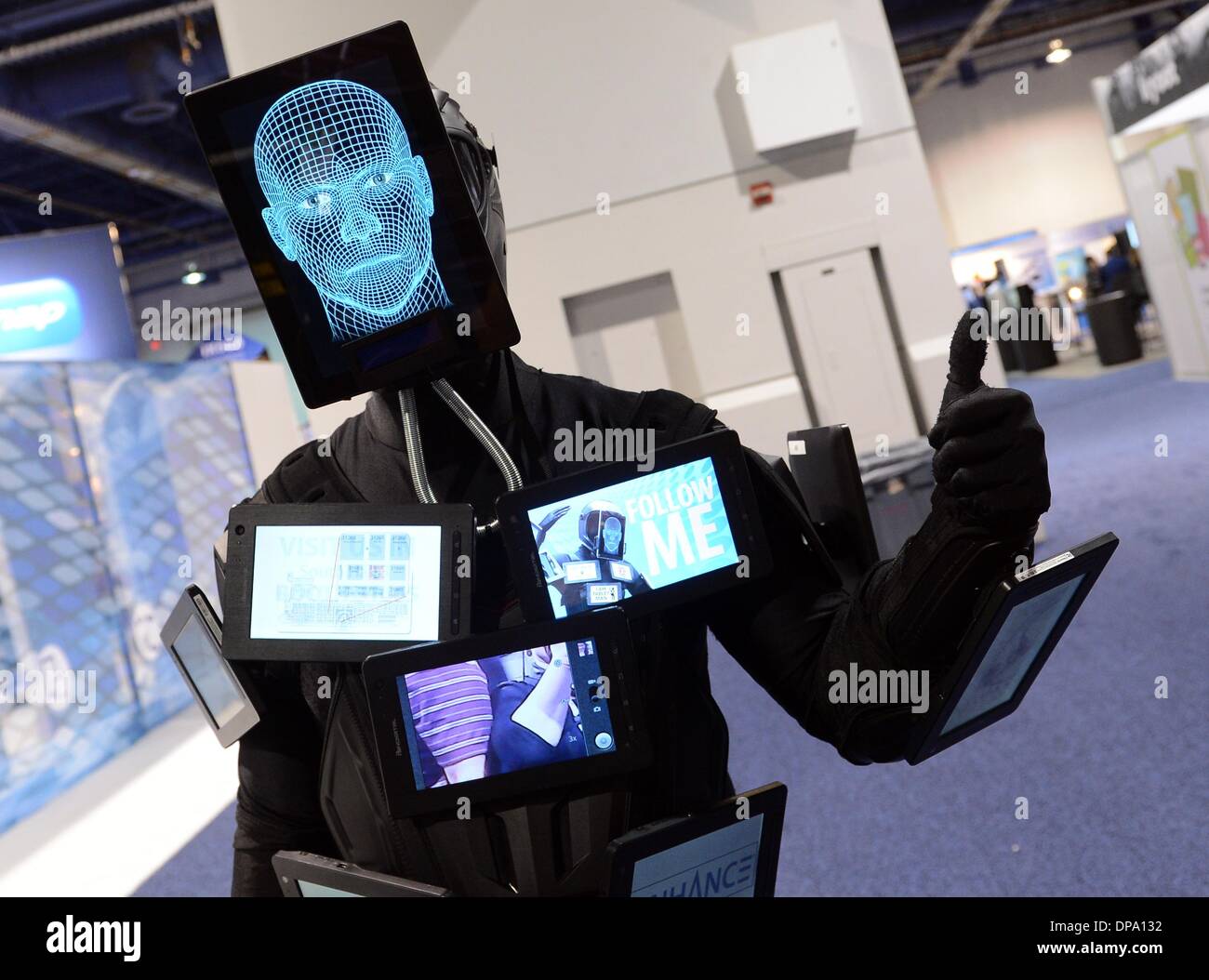Las Vegas, USA. 09th Jan, 2014. A man wears a tablets costume at the ...