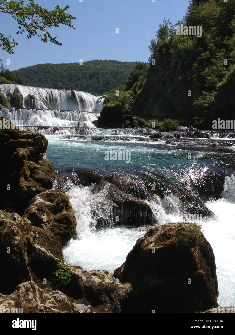 Waterfalls of river Una in Bosnia. Strbacki Buk Stock Photo - Alamy