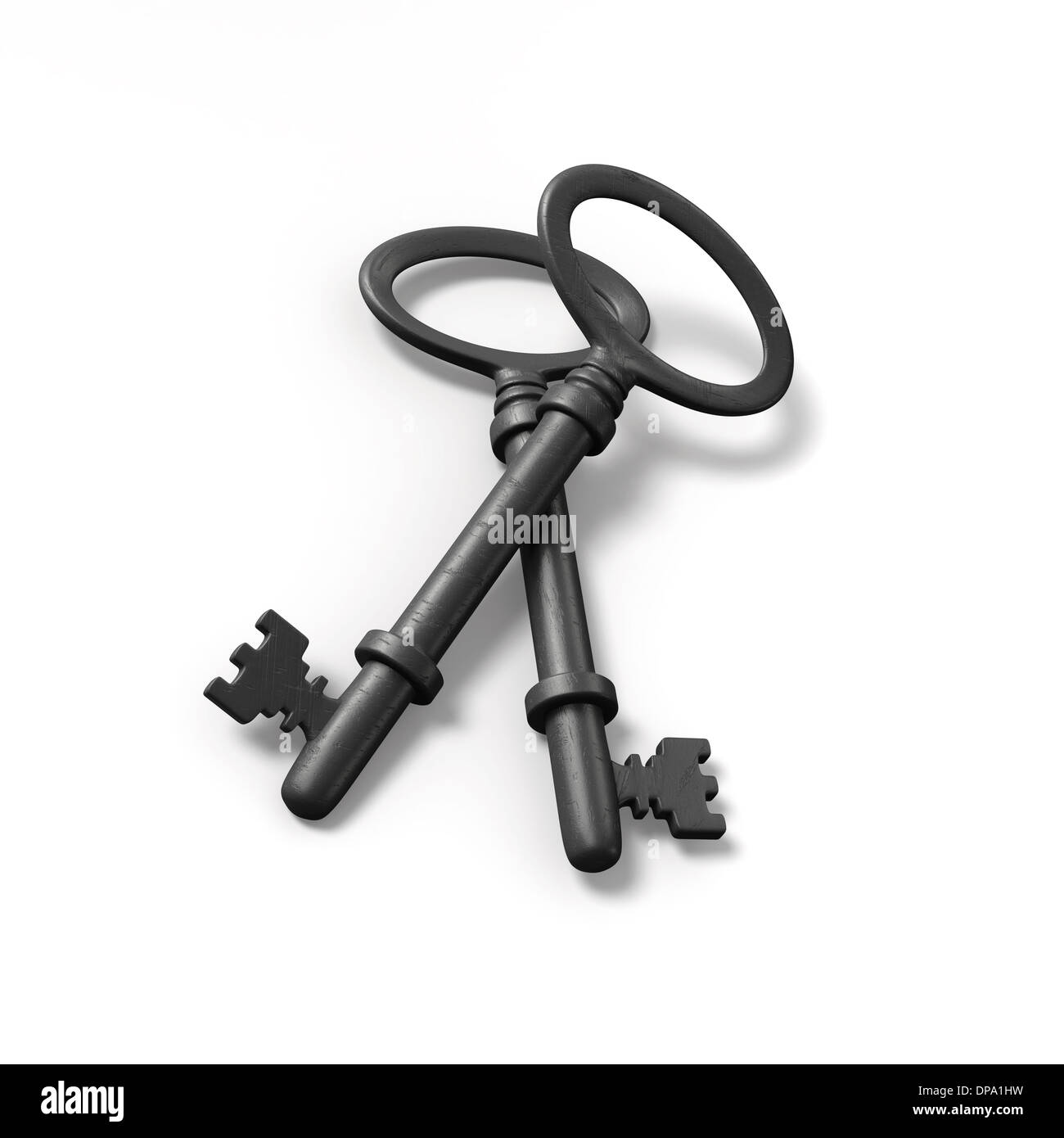 Old iron keys on white background Stock Photo - Alamy