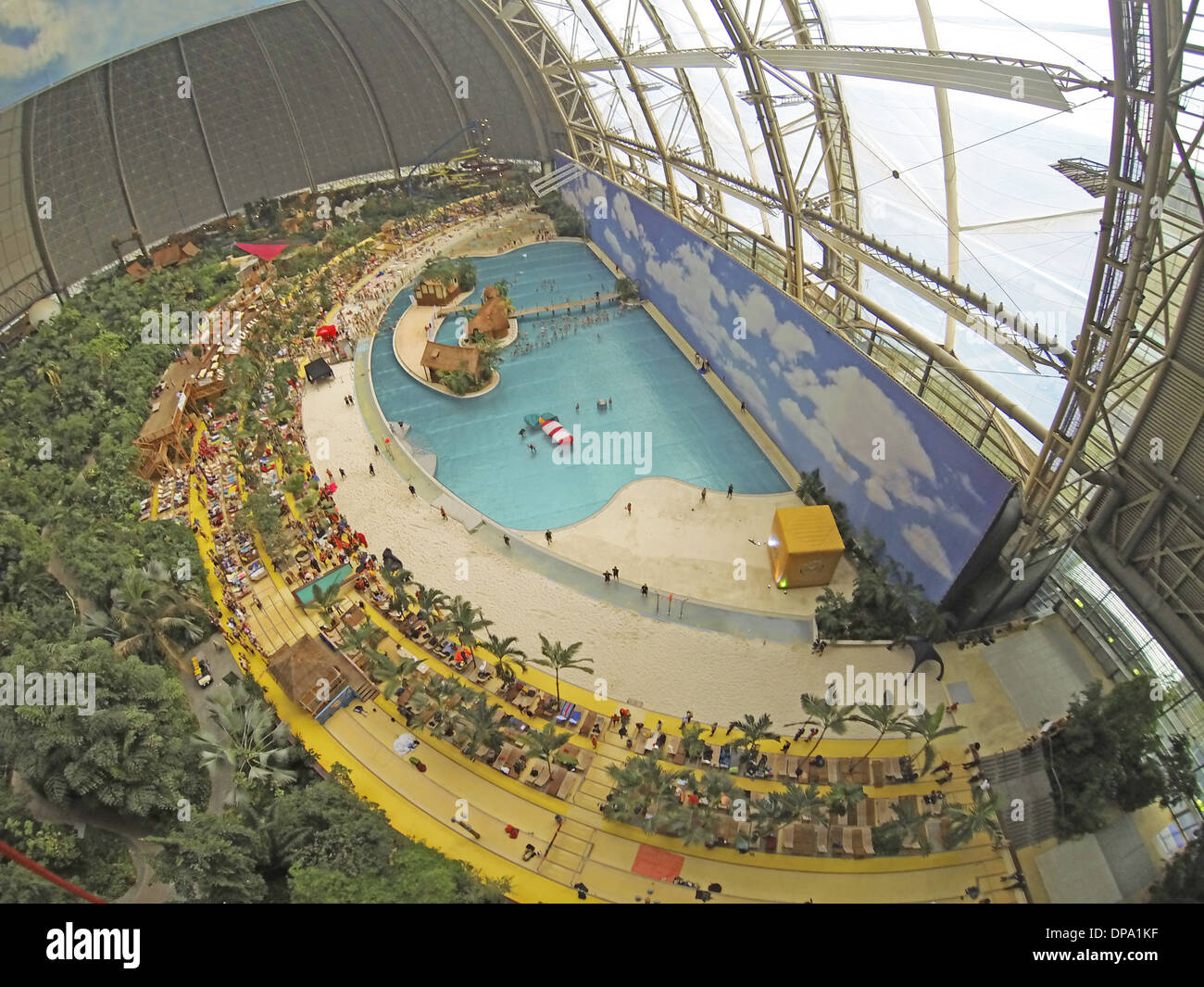 A view from the high platform in the hangar at Tropical Island dome in ...