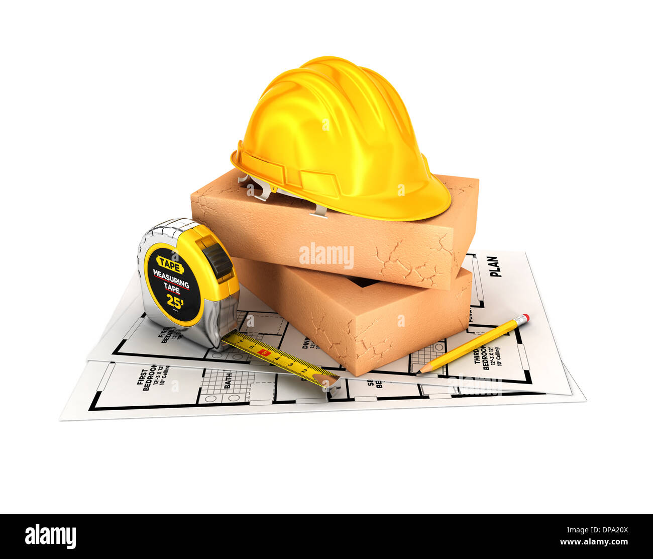3d construction concept, isolated white background, 3d image Stock ...