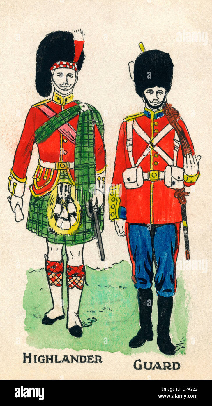 Costumes of a British Highlander and a Life Guard Stock Photo - Alamy