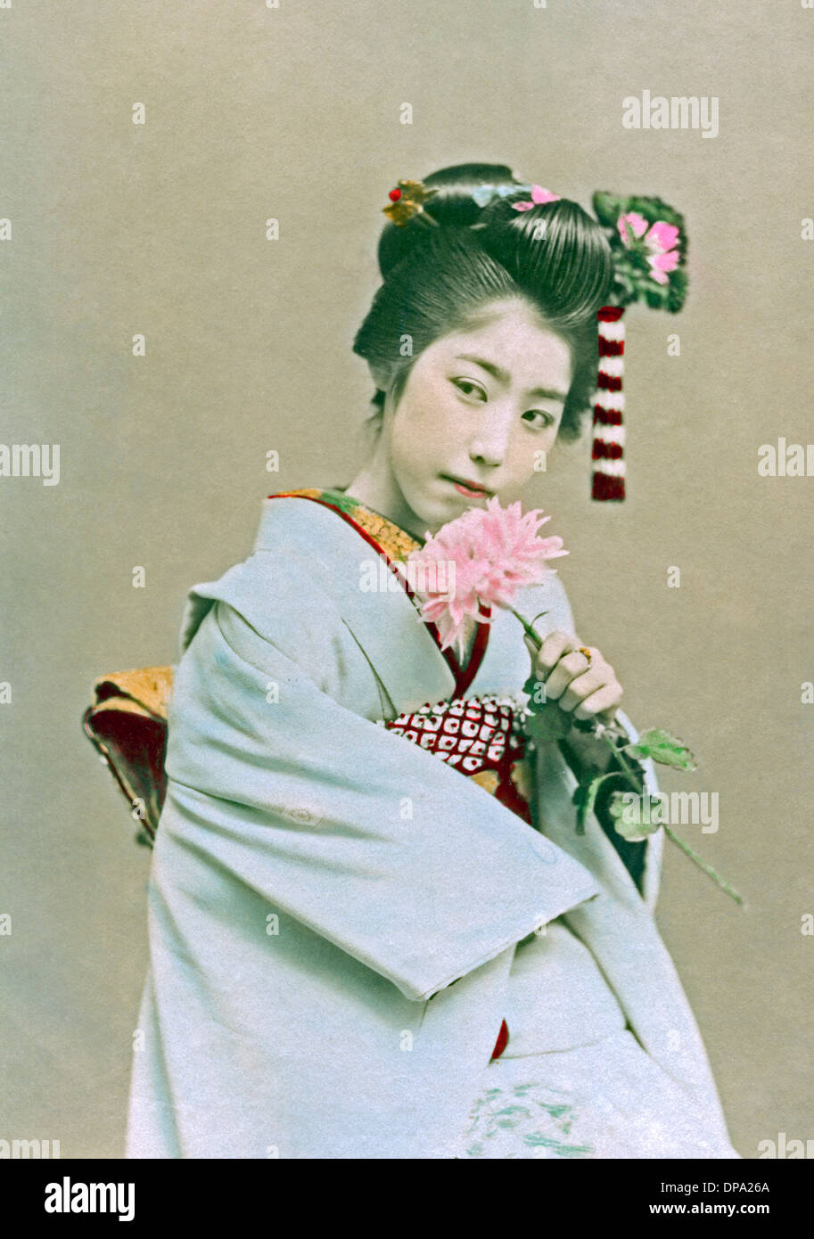 Geisha with Flower, Japan Stock Photo - Alamy