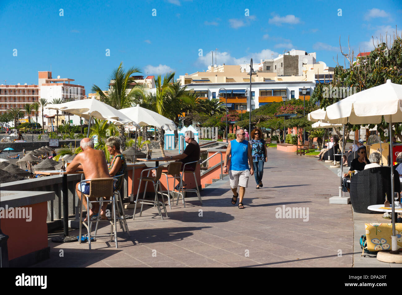 Tenerife, Canary Islands - Playa San Juan. The promenade Stock Photo ...