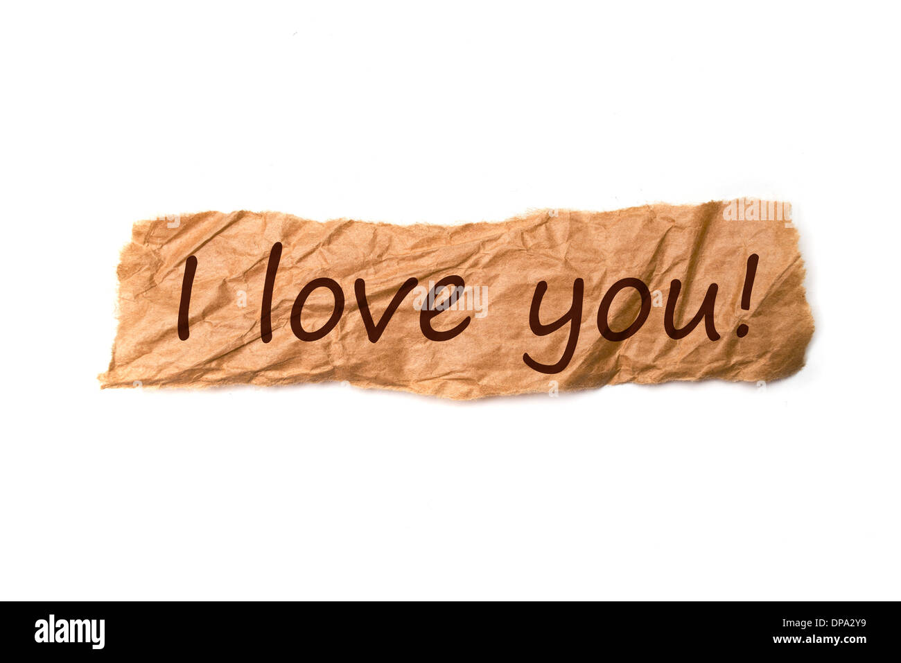 I Love You title on piece of crumpled old paper Stock Photo - Alamy