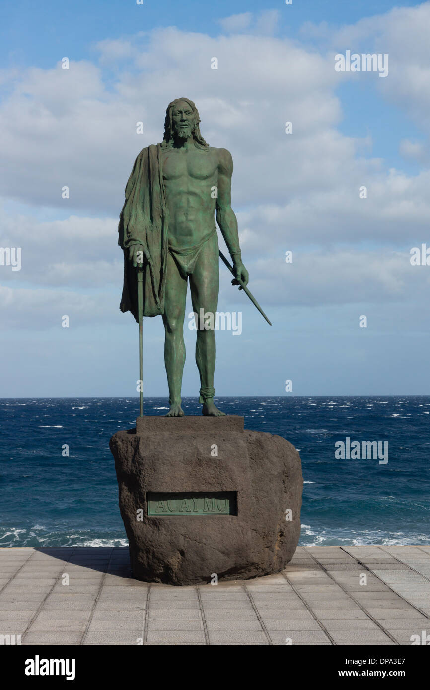 Tenerife, Canary Islands - statue of Guanche chieftain or mencey Acaymo ...
