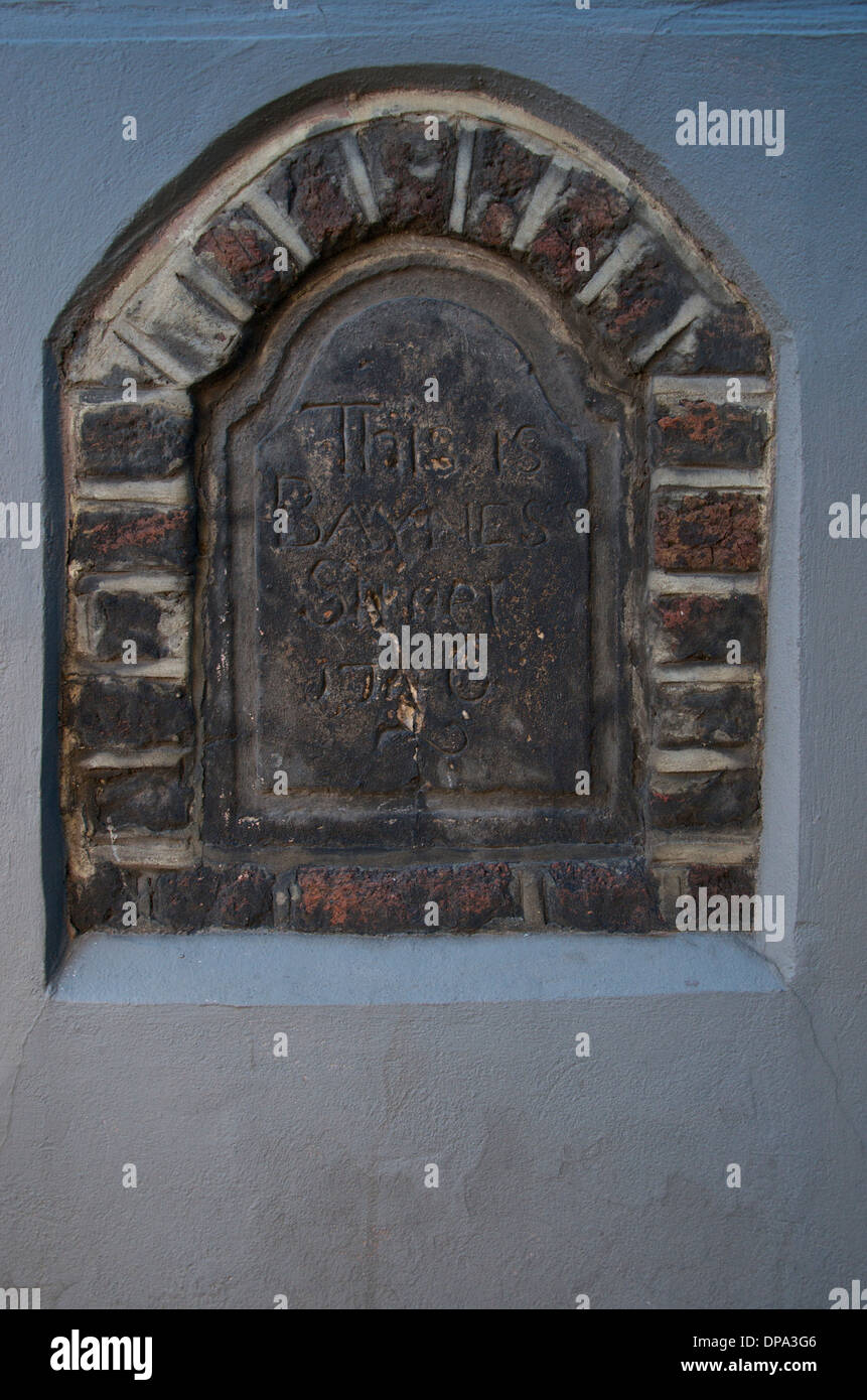 Old Street sign in Whitechapel, London E1, UK 'This is Baynes Street ...