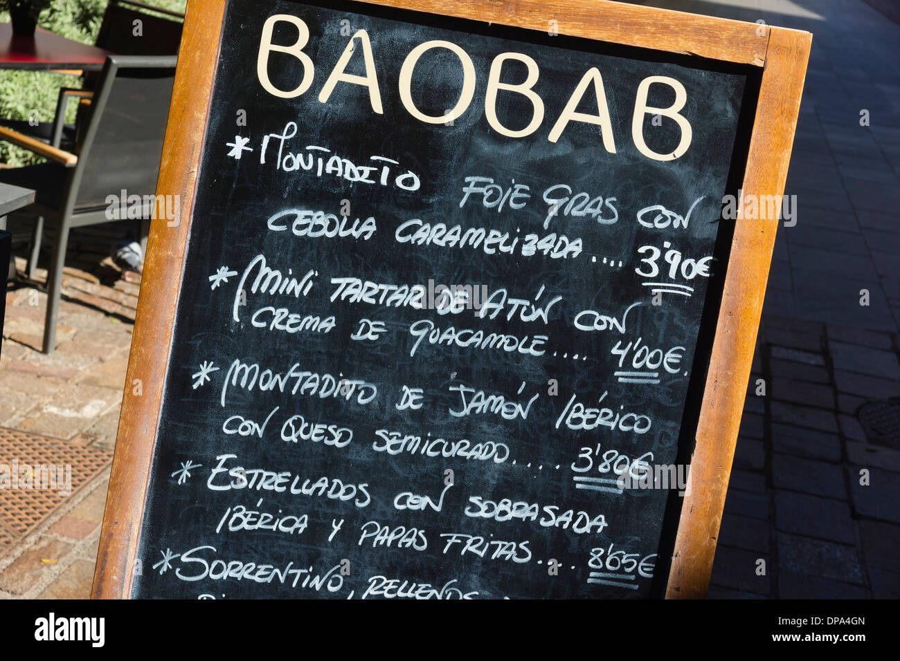 Tenerife, Canary Islands - Santa Cruz. Baobab bistro restaurant. Light ...