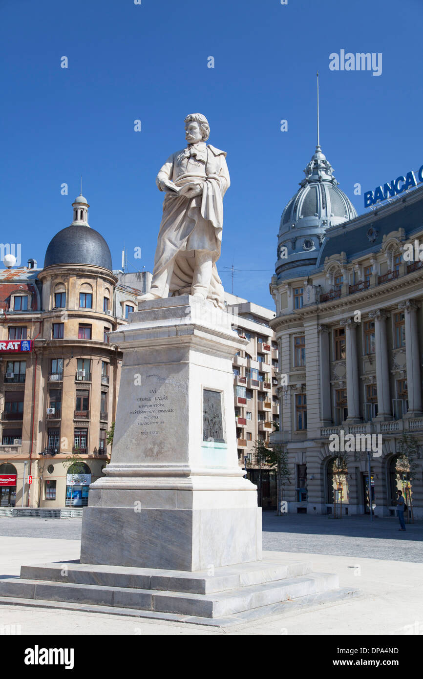 Statue of George Lazar in Piata Univeritatii, Bucharest, Romania Stock ...