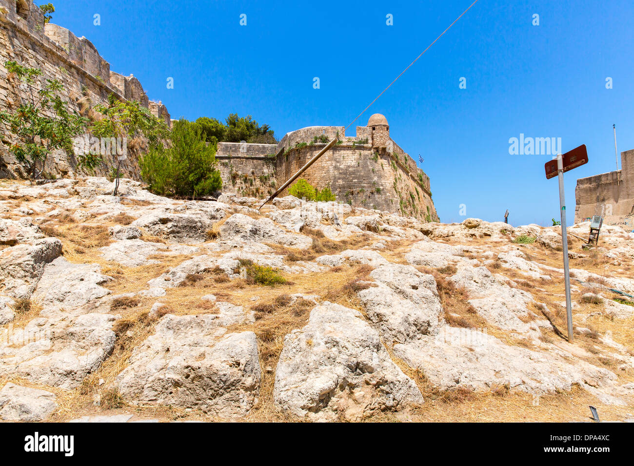 Ruins of old town in Rethymno, Crete, Greece. It largest castle in ...
