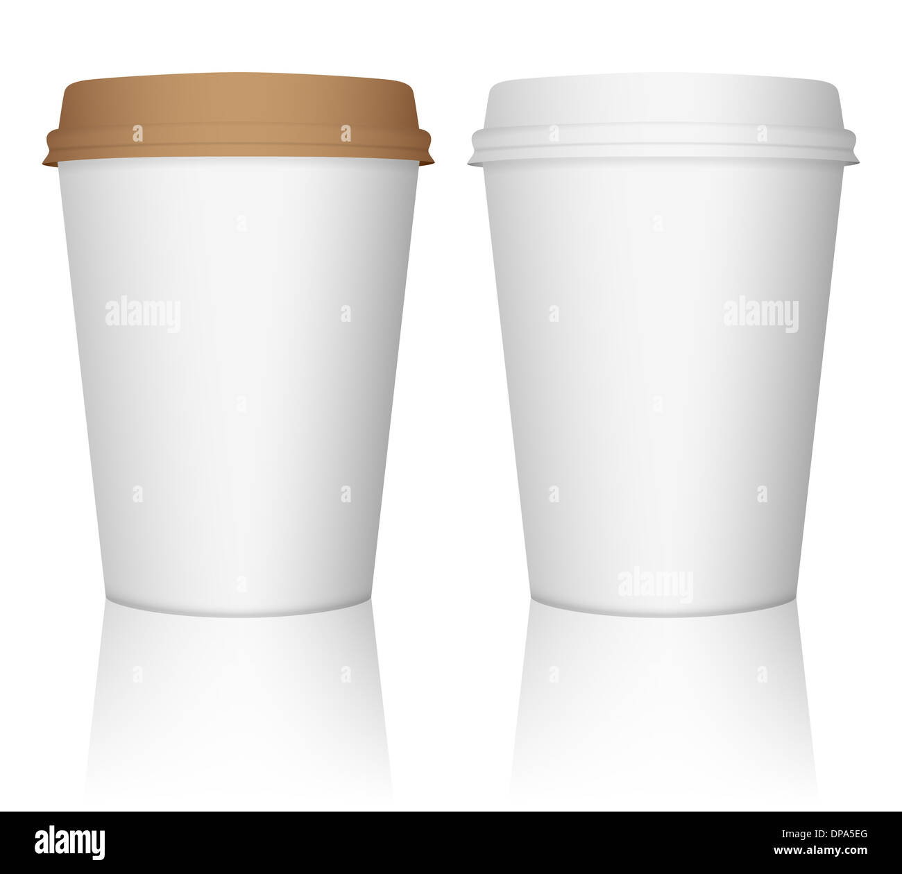 Paper coffee cup set on a white background Stock Photo - Alamy