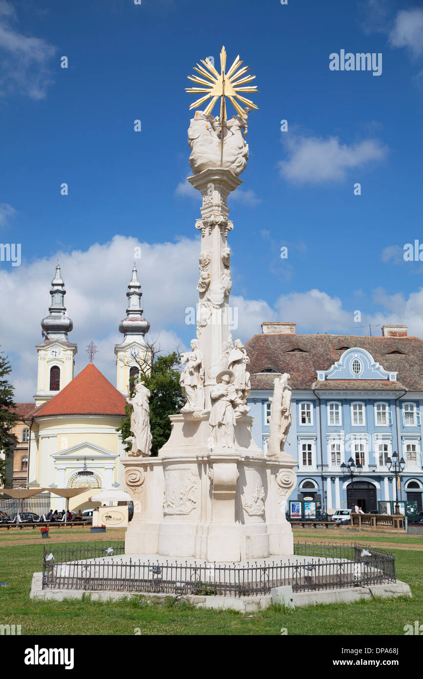 Trinity Column in Piata Unirii, Timisoara, Banat, Romania Stock Photo ...