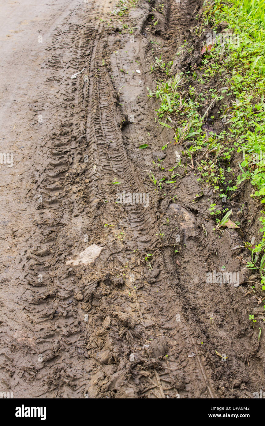 Tire tracks car road hi-res stock photography and images - Alamy