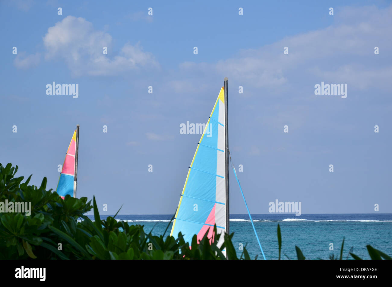 Colorful sails at the coast of East China Sea at Okinawa, Japan Stock ...