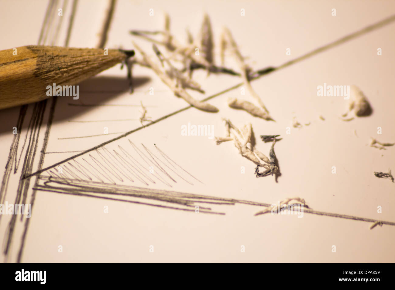 A pencil on a sheet that was scrubbed by a rubber Stock Photo - Alamy