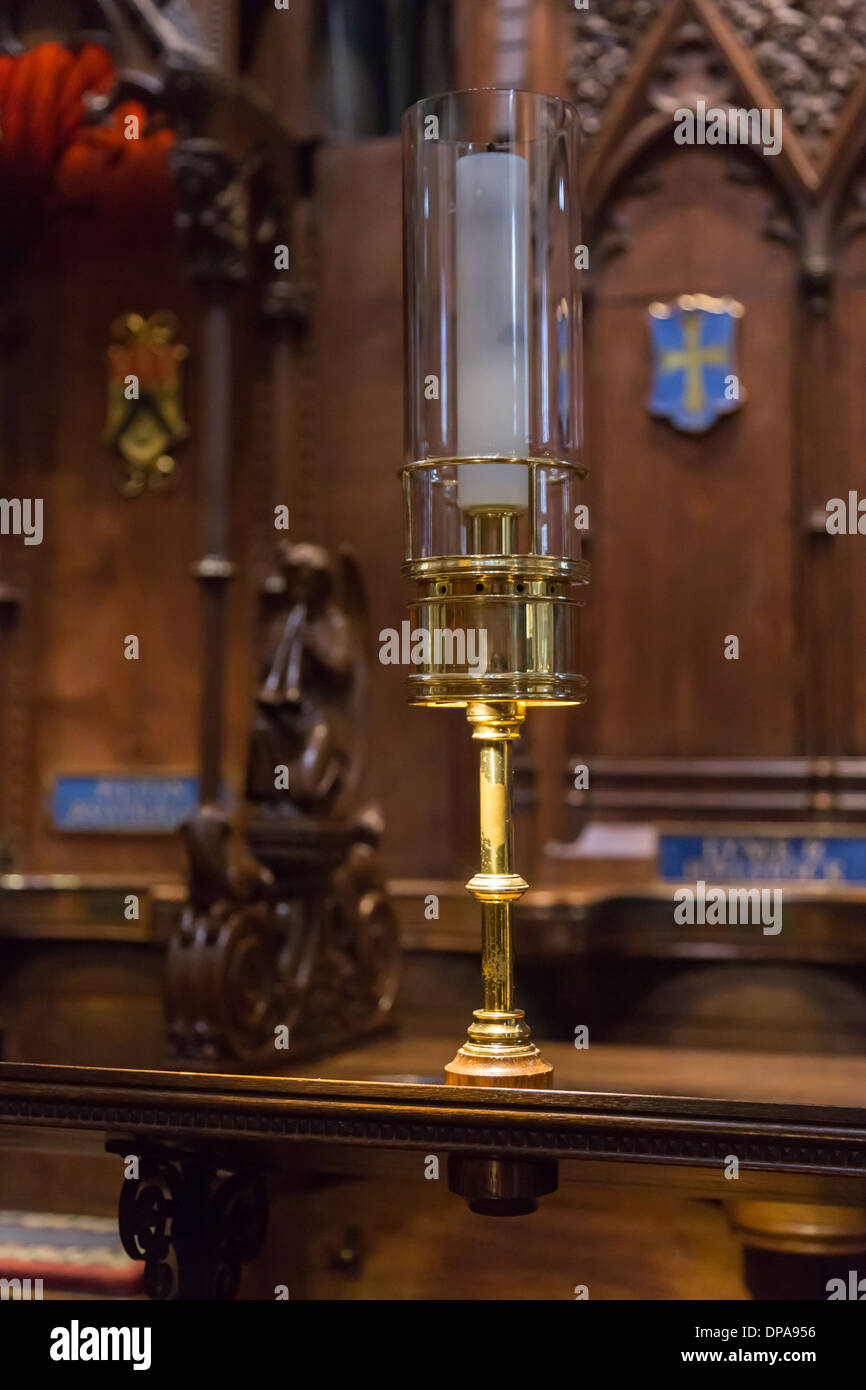 Wooden carved panels and seats in Choir section of Salisbury Cathedral ...