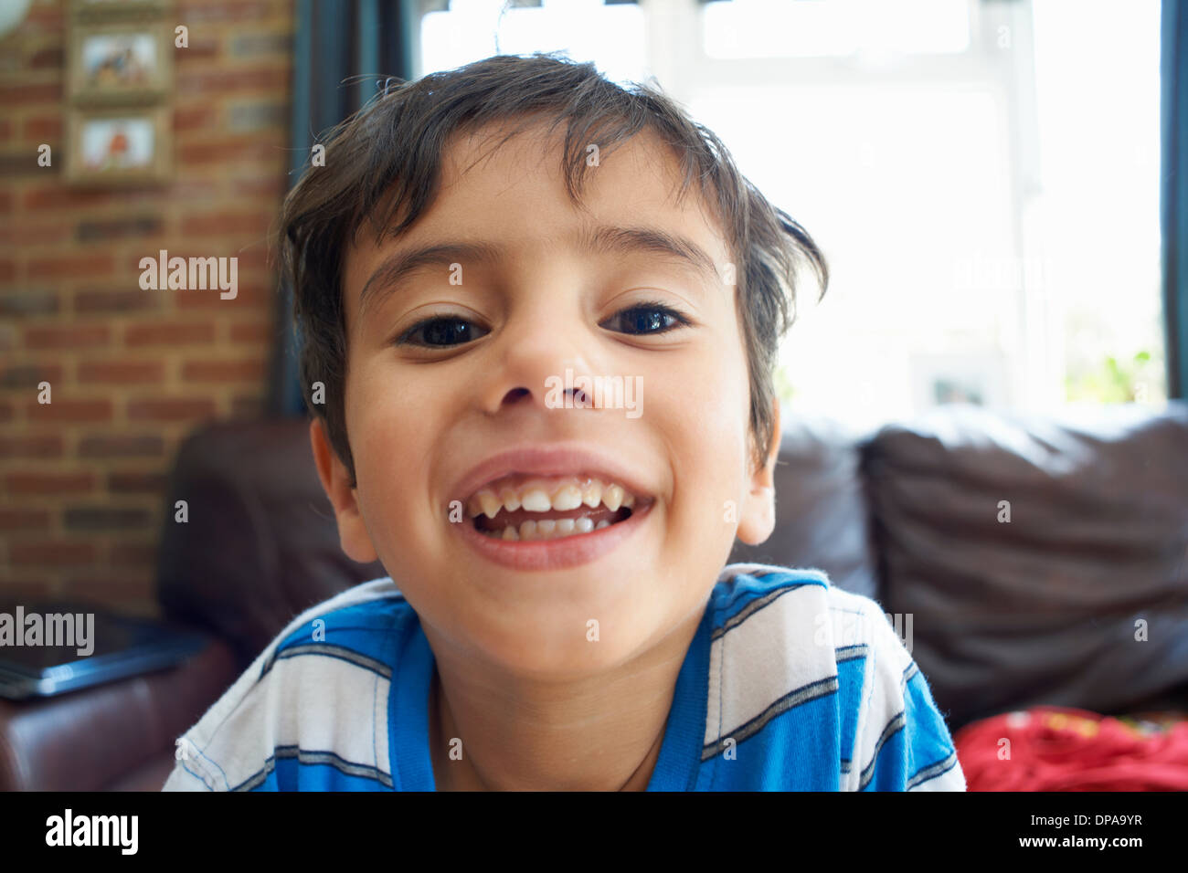 Portrait of boy smiling Stock Photo - Alamy