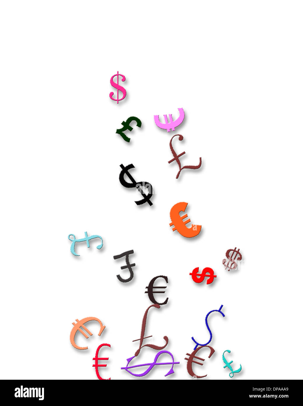 Falling Currency value British Pound, Dollar, Euro Stock Photo - Alamy