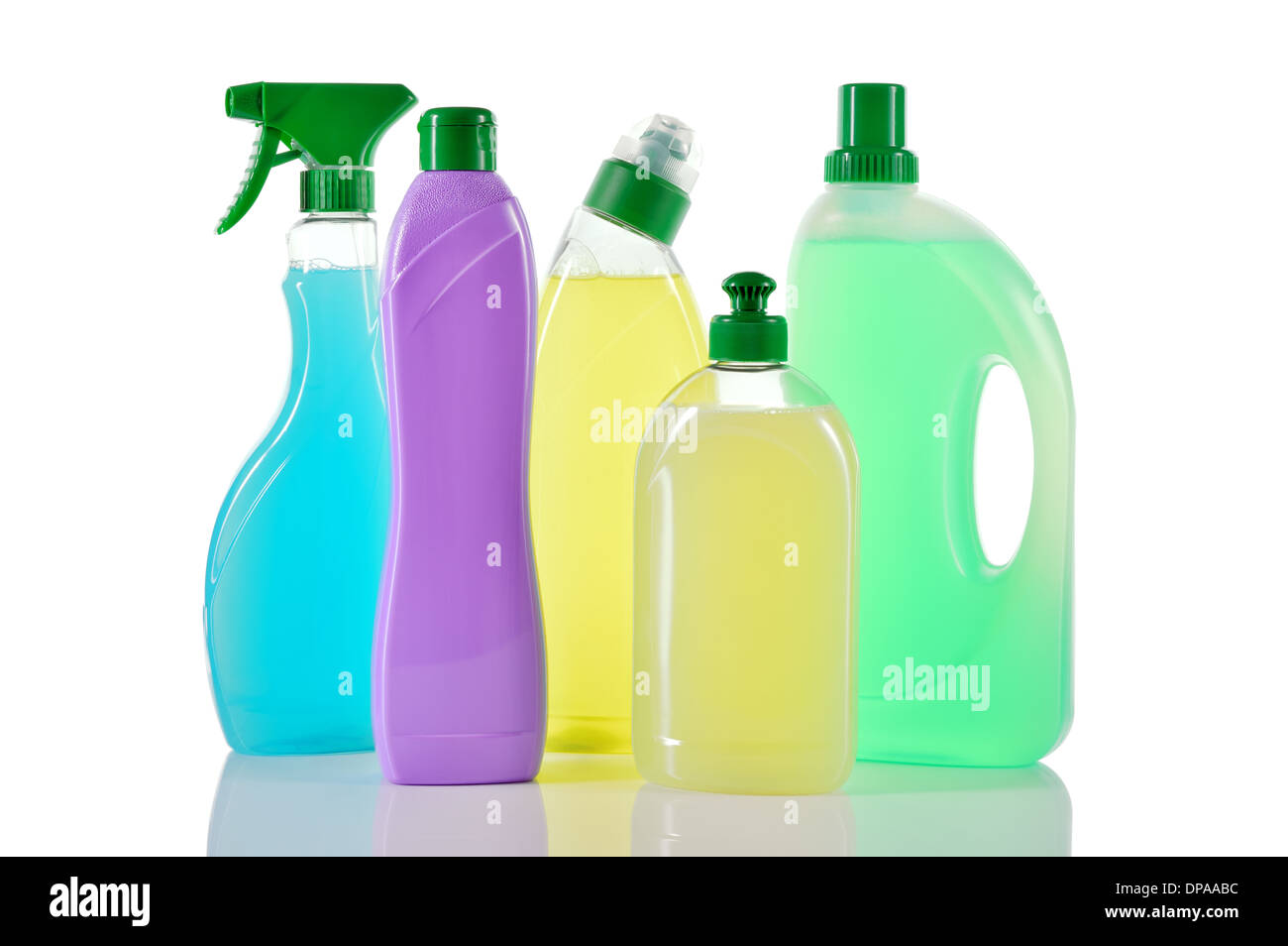 Set of cleaning products. Spray blue Cleaner, wc cleaner, washing ...