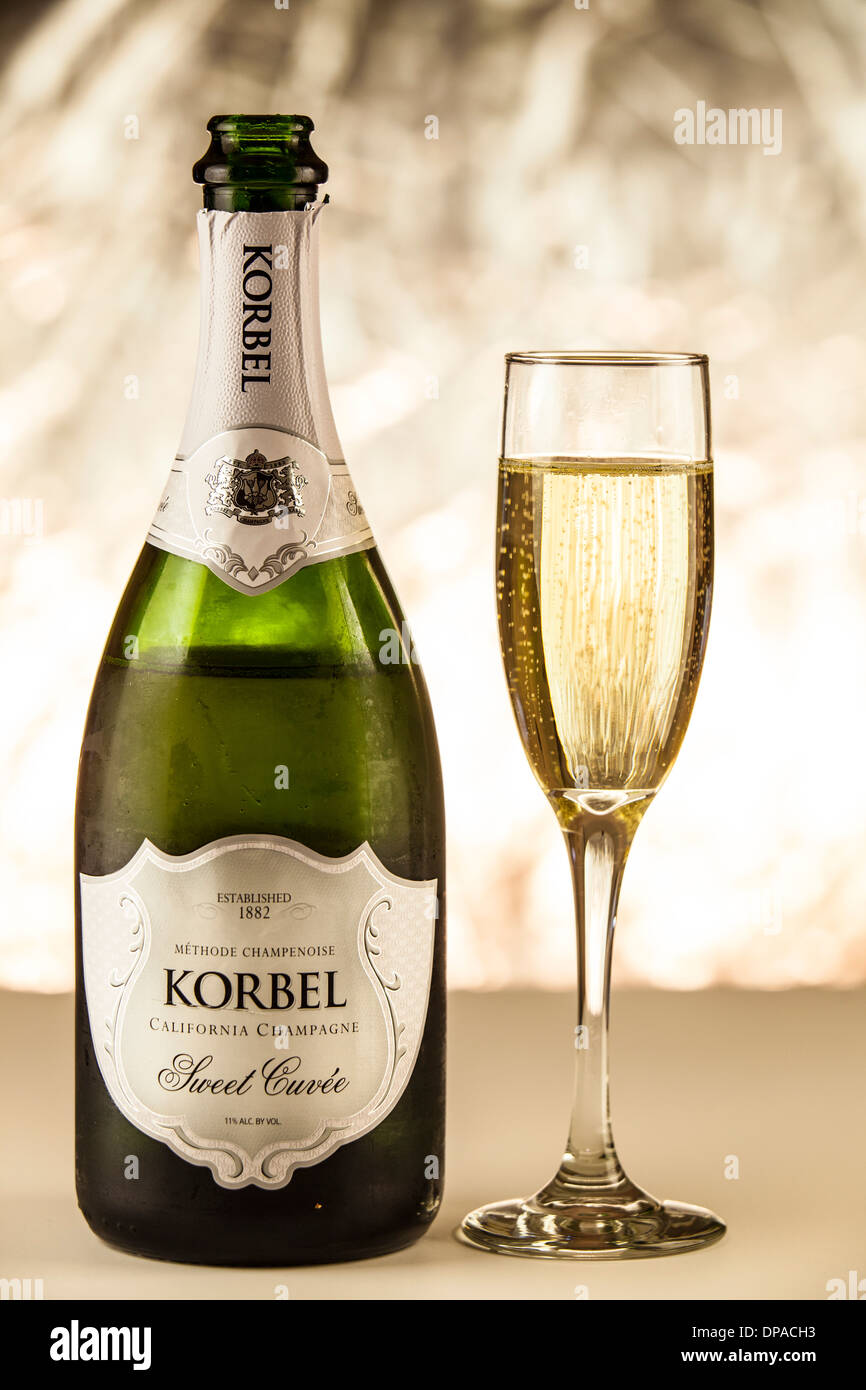 A bottle of Korbel Sweet Cuvee Champagne Stock Photo - Alamy
