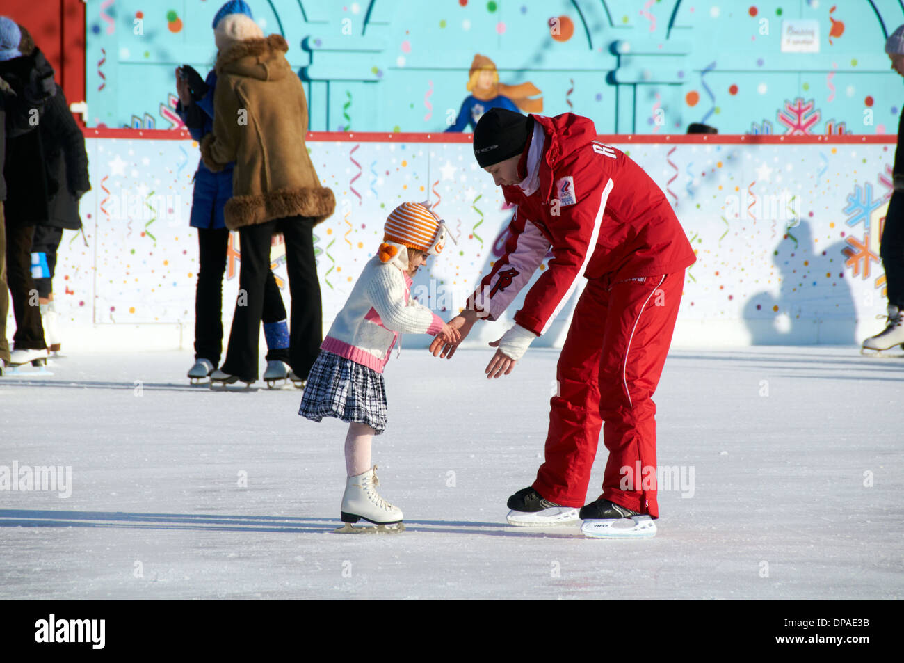 Russian skaters on the Red Square ice rink Stock Photo - Alamy