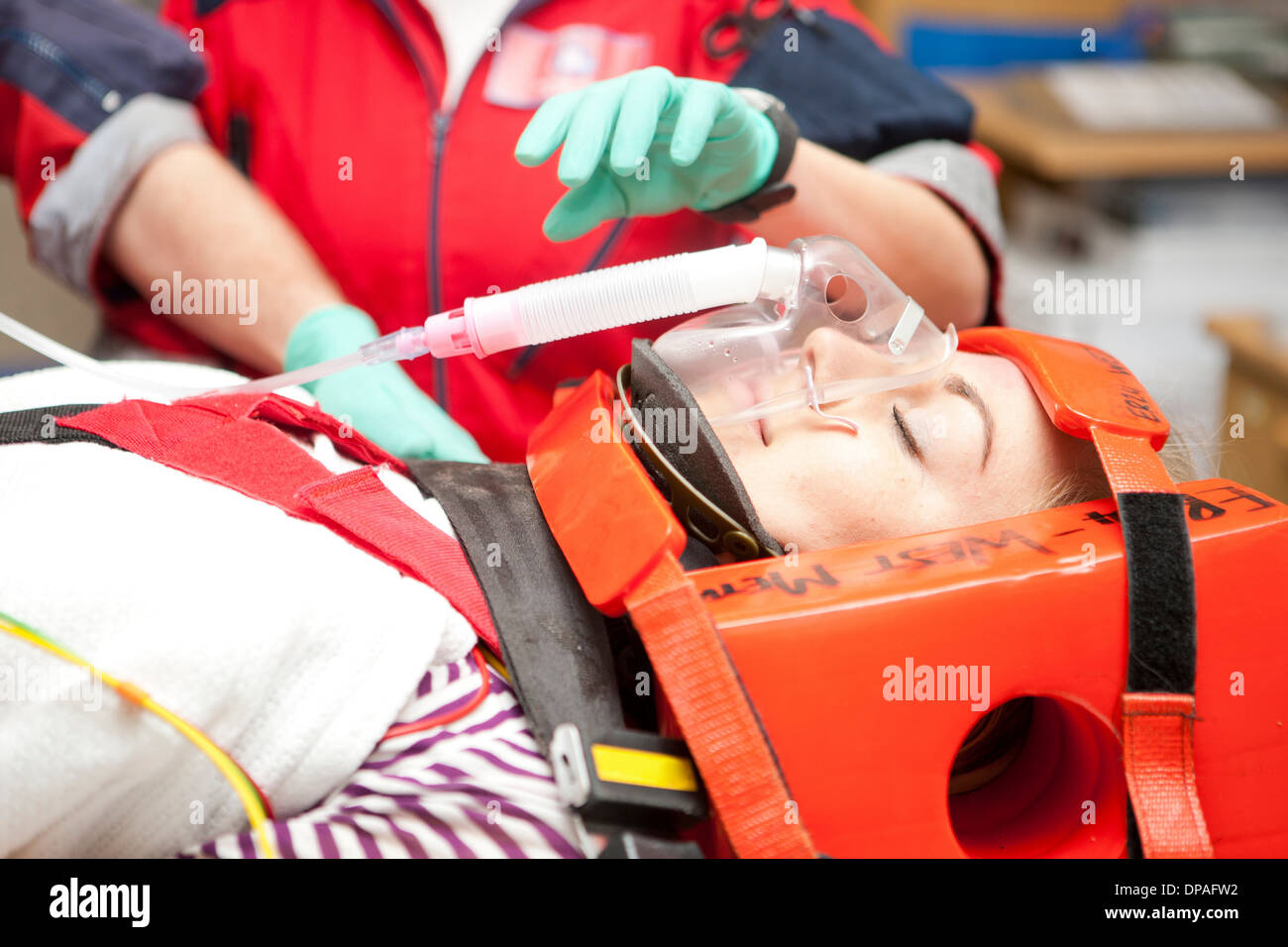 Paramedic monitoring patient in hospital Stock Photo - Alamy