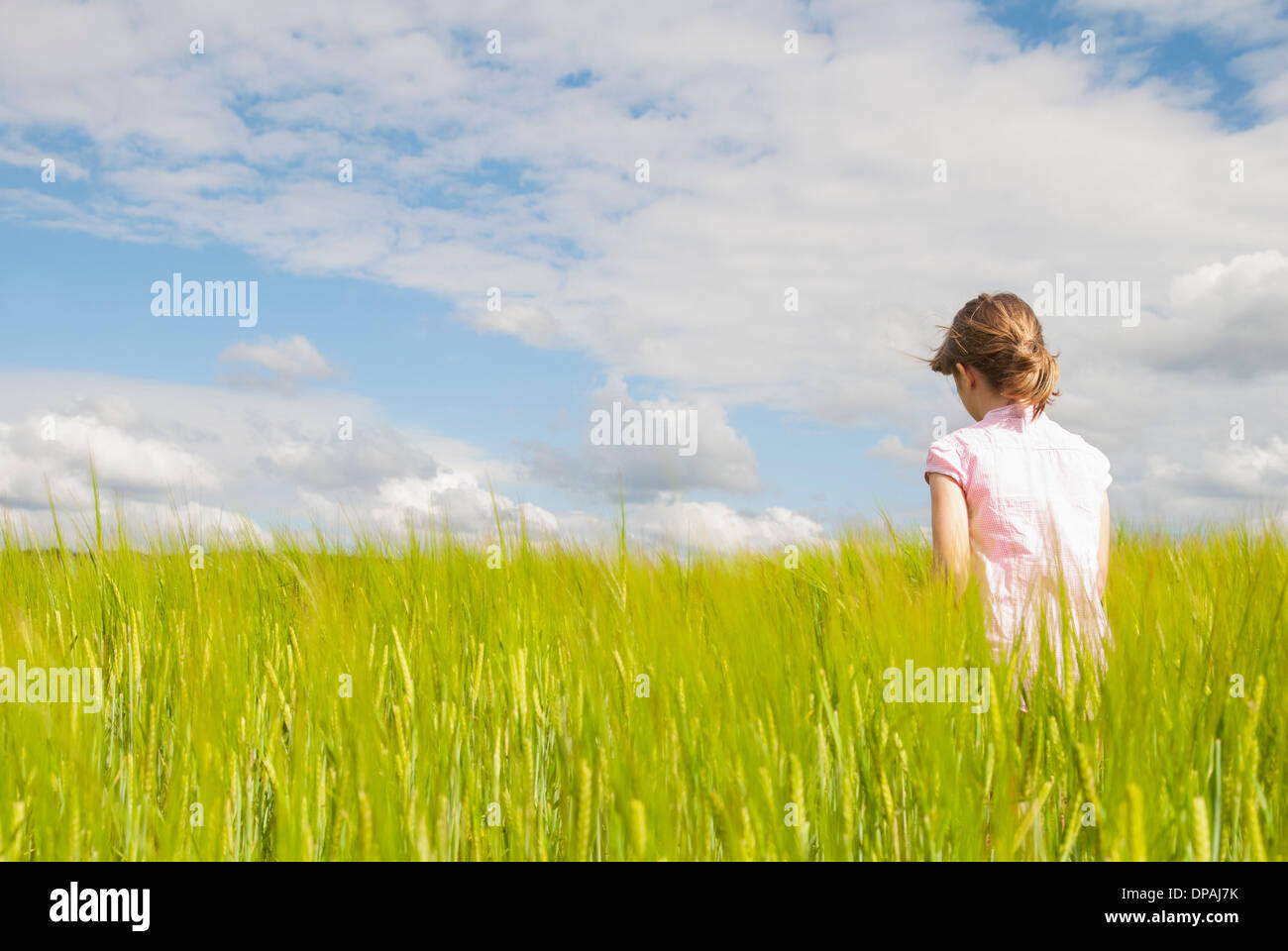 Girl in field Stock Photo - Alamy