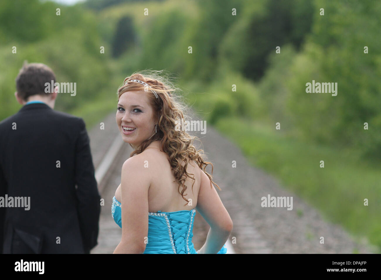 A couple before going to their high school prom Stock Photo - Alamy