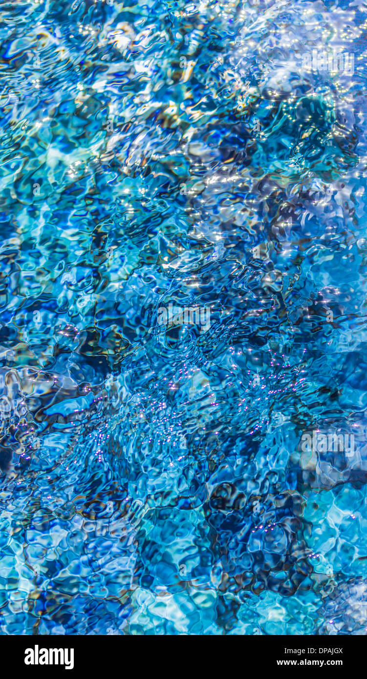 Moving water in blue tiled pool Stock Photo - Alamy