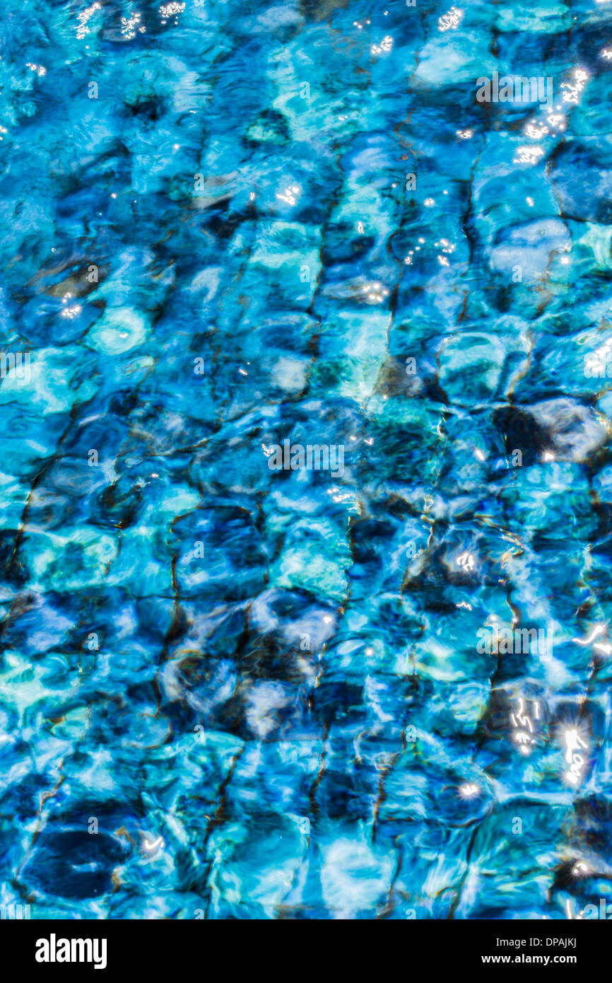 Moving water in blue tiled pool Stock Photo - Alamy
