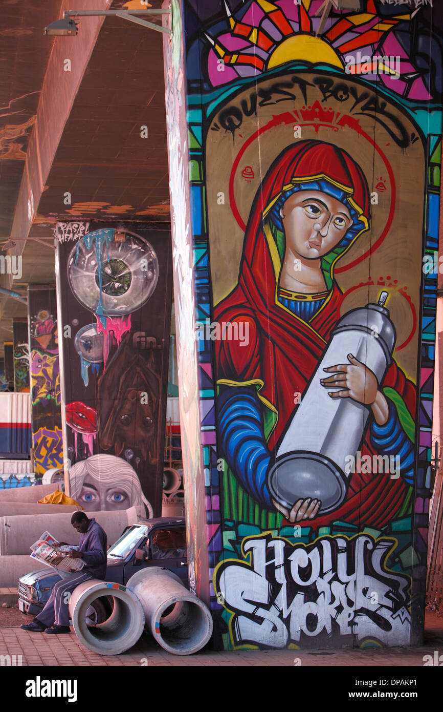 Holy Smoke mural under the N1 freeway in Newtown in central ...