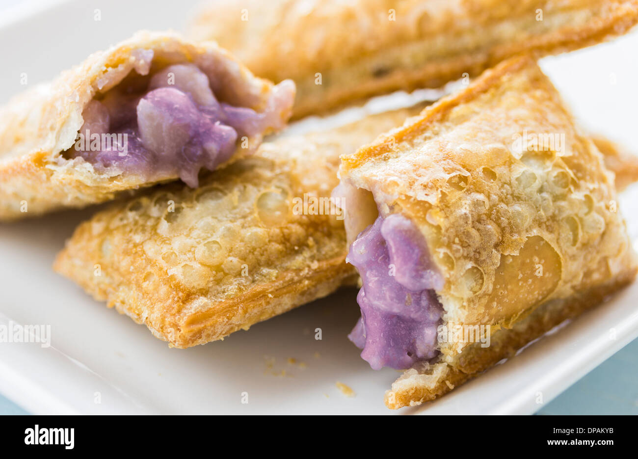 Common Hawaiian food, fried pastry turnovers with creamy taro filling ...