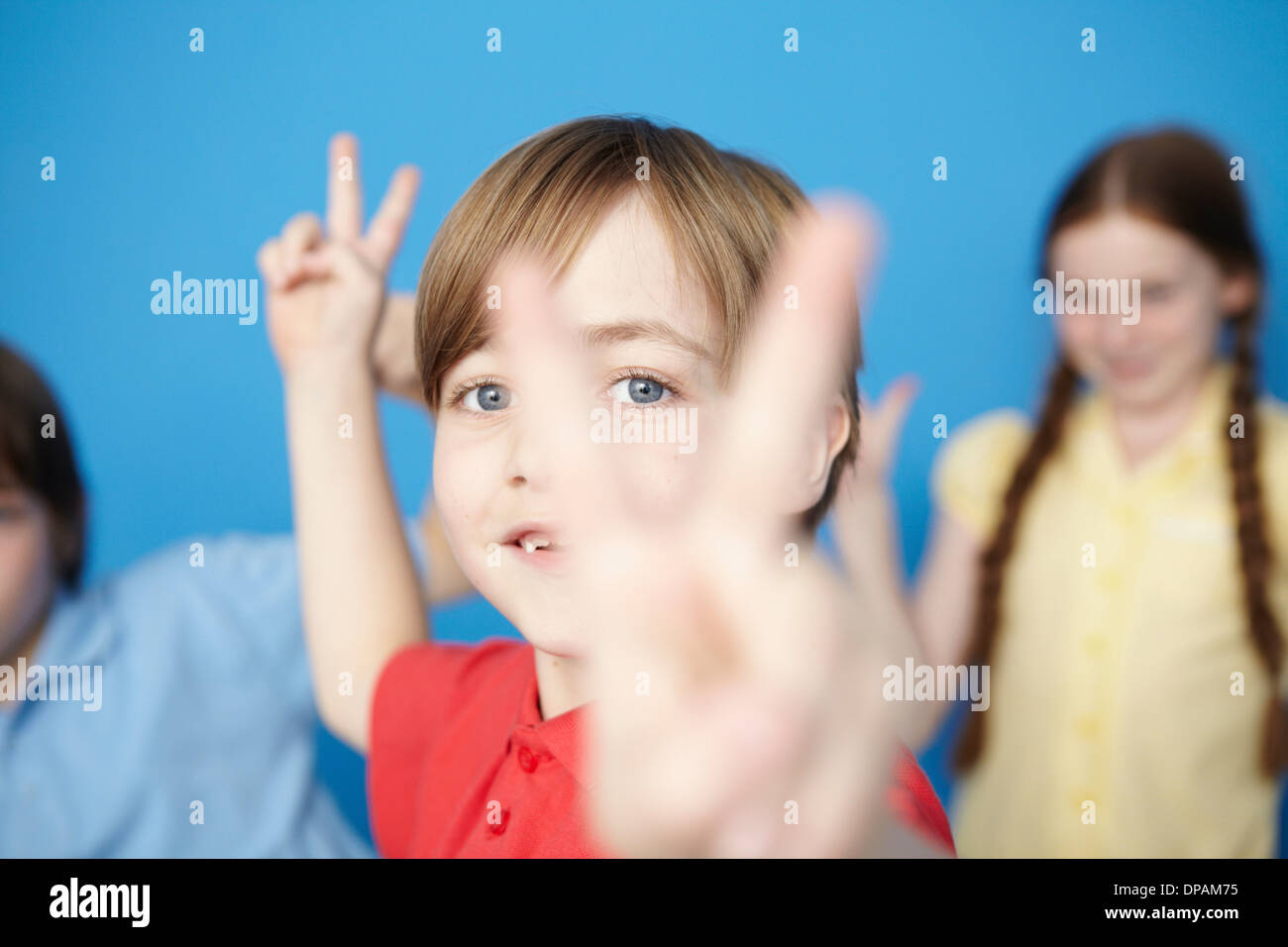 Caucasian Girl Making Peace Sign High Resolution Stock Photography and ...