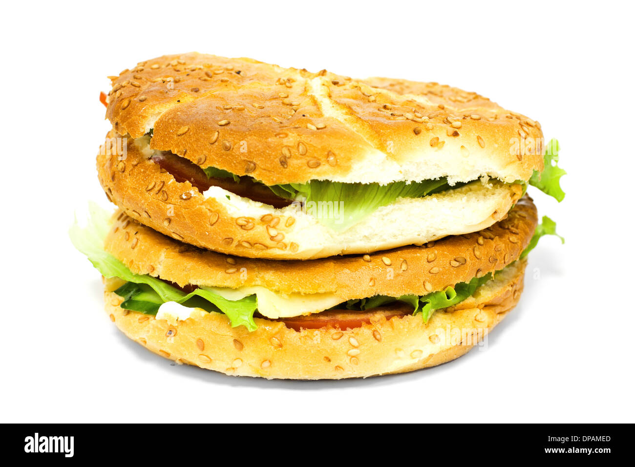 One sandwich of hamburger fast food Stock Photo - Alamy