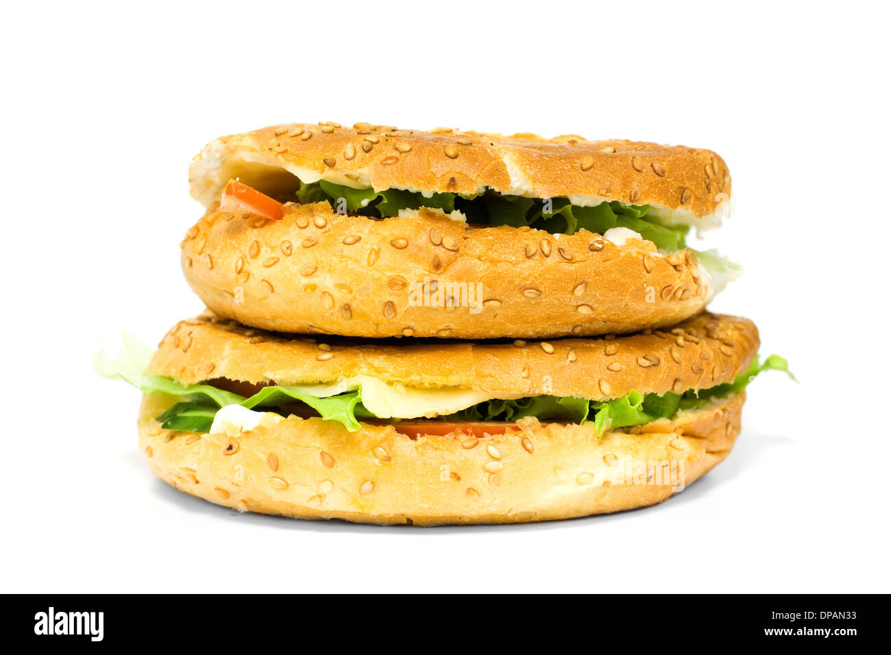 One sandwich of hamburger fast food Stock Photo - Alamy