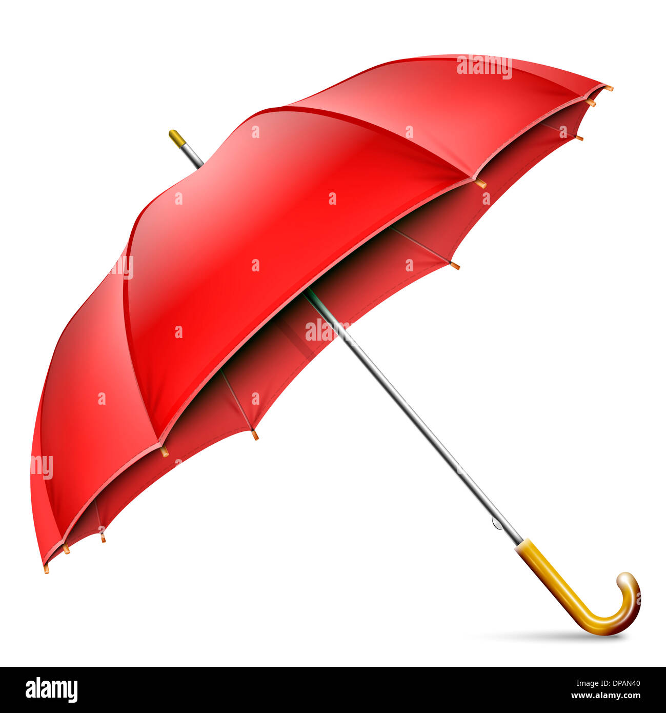 Realistic Open Red Umbrella Isolated On White Background. Vector ...