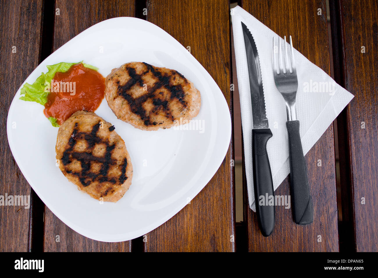 Two meatballs on white plate. Proper for restaurant menu Stock Photo ...