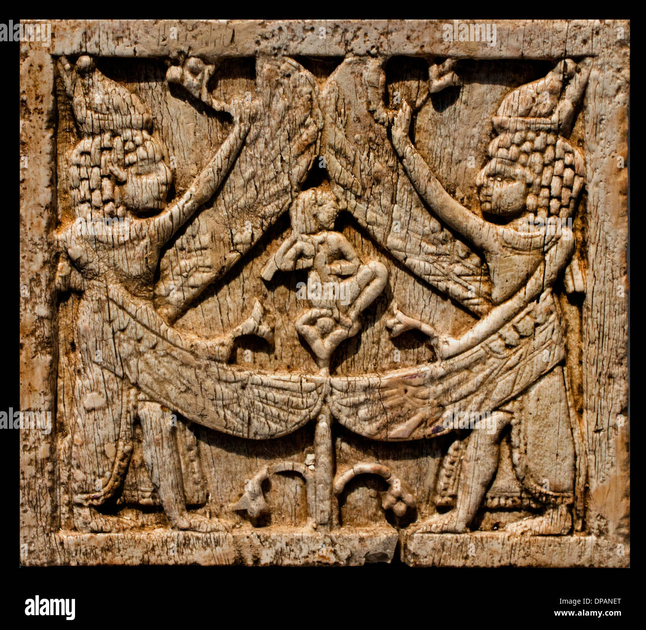 Ivory Plate representing an Egyptian inspired scene Arshlan Tash ...