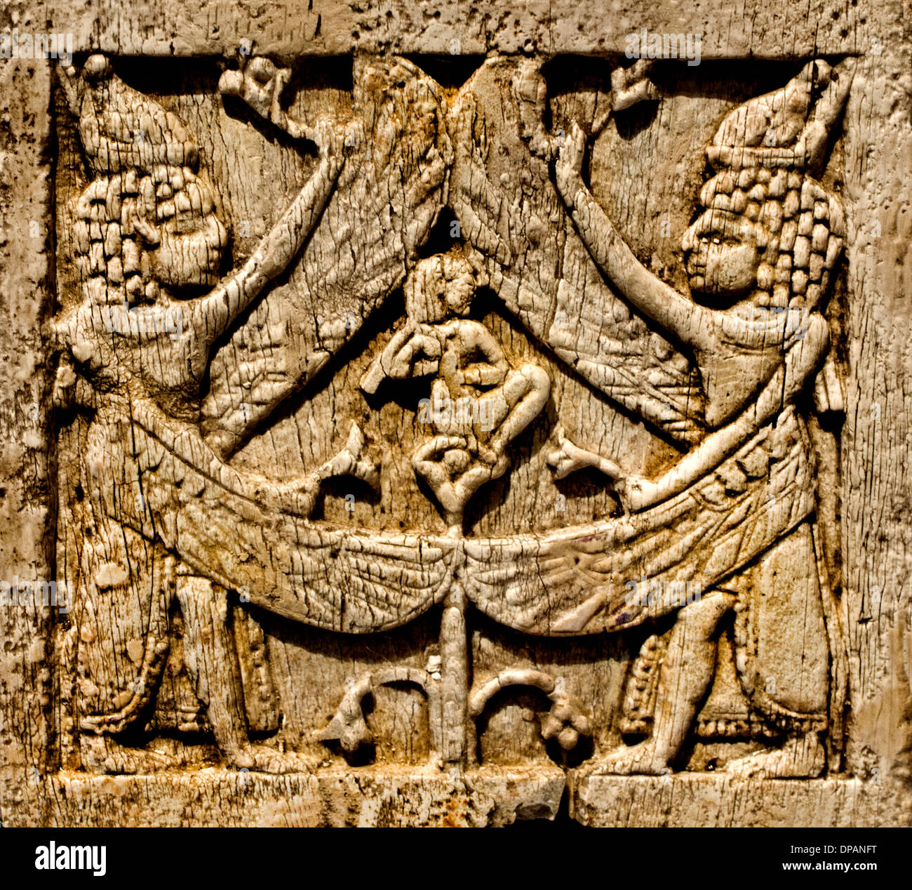 Ivory Plate representing an Egyptian inspired scene Arshlan Tash ...