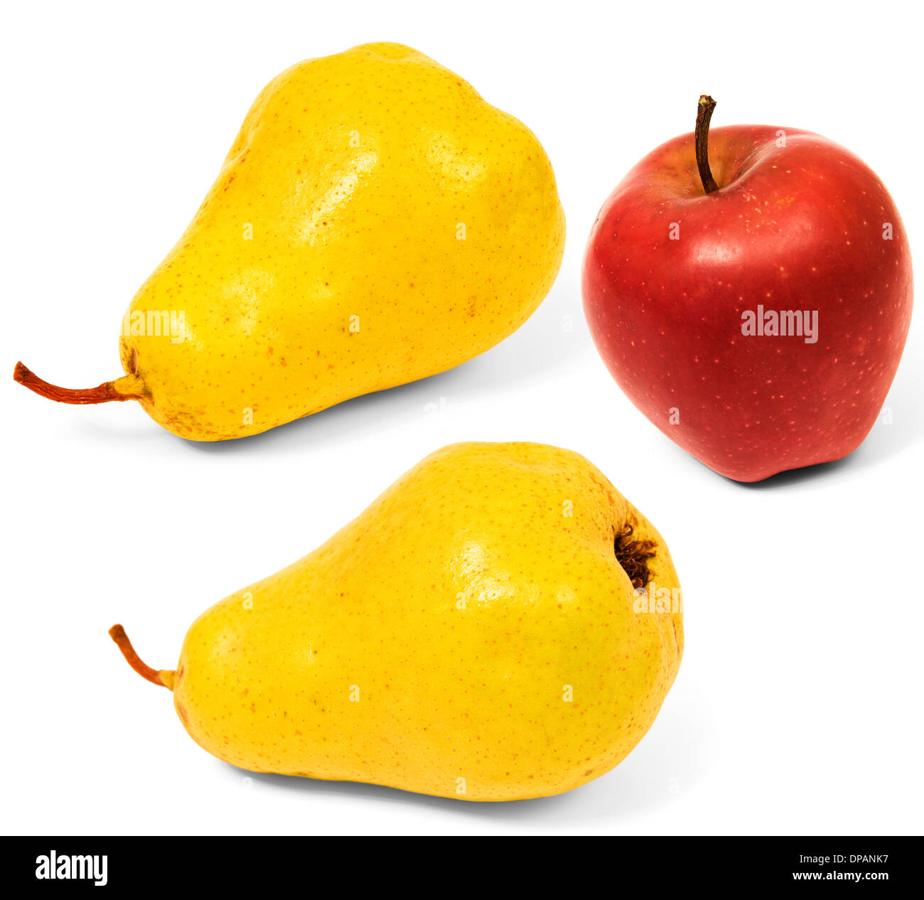 Pears and apple isolated on white background Stock Photo - Alamy