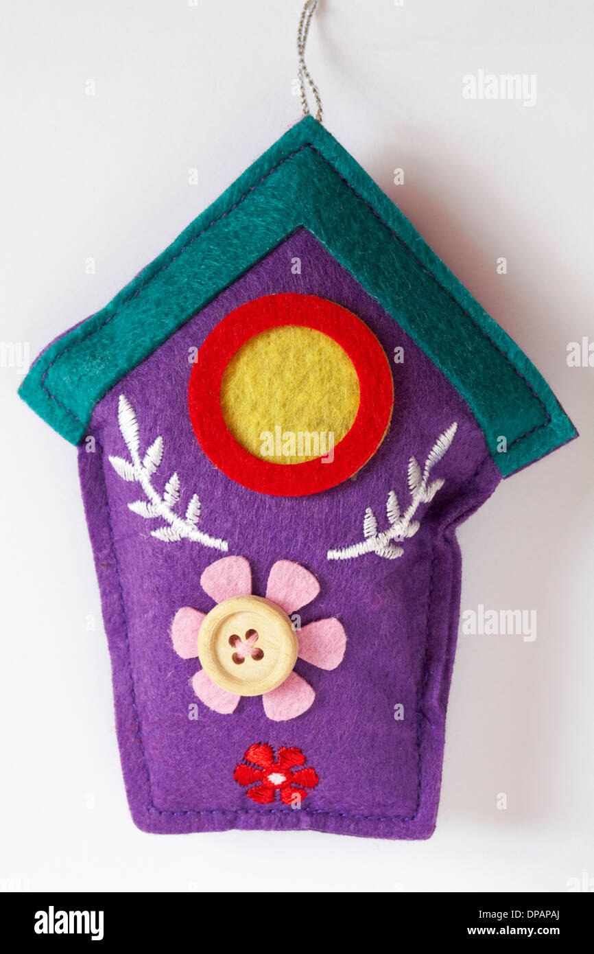 felt hanging decorative house on white background Stock Photo - Alamy